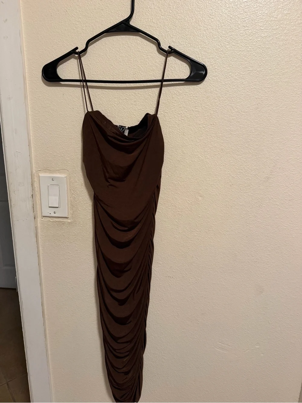 Windsor | Dresses | Windsor Chocolate Brown Ruched Slip Dress With Cowl ...